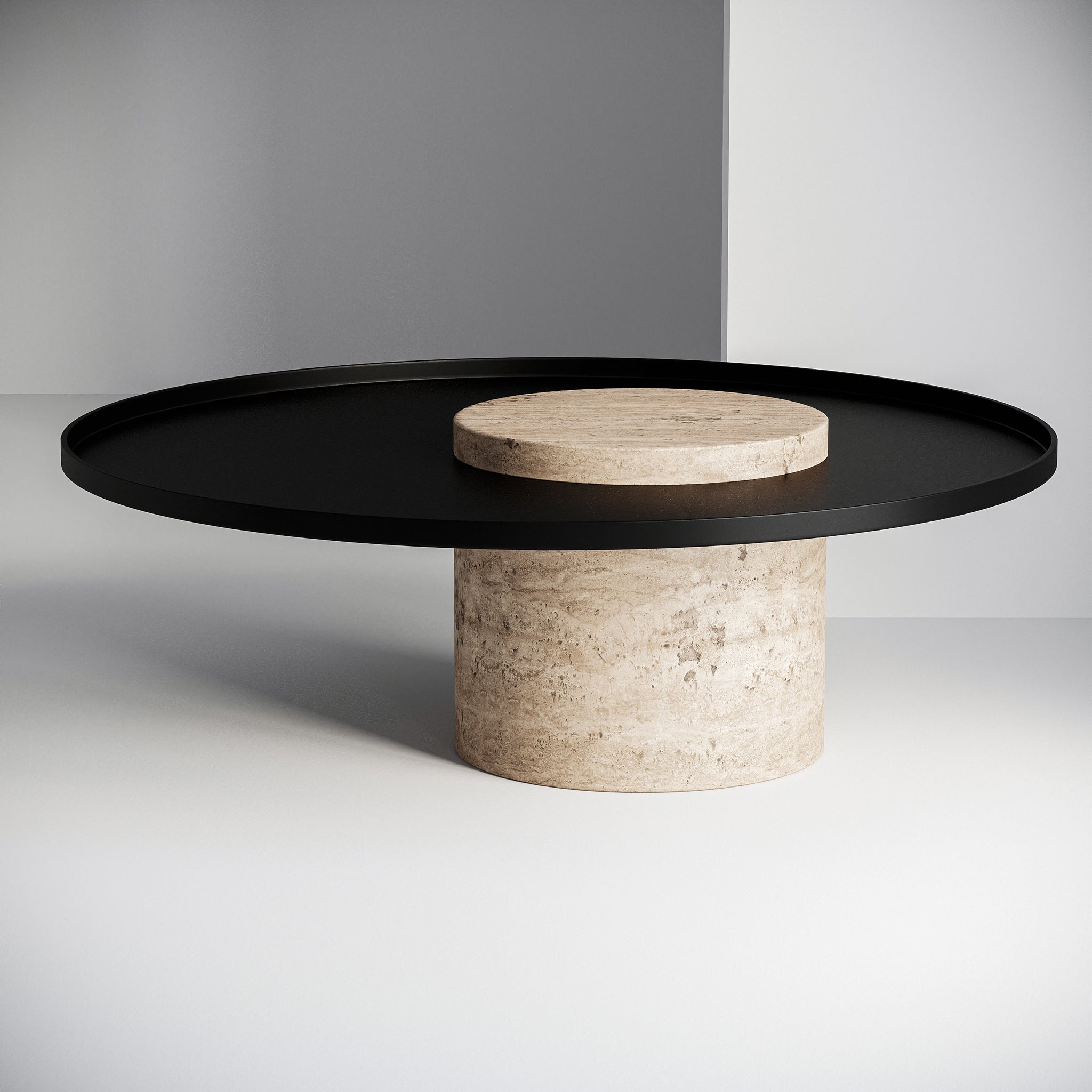 Blanco Side Table - Travertine | dezania